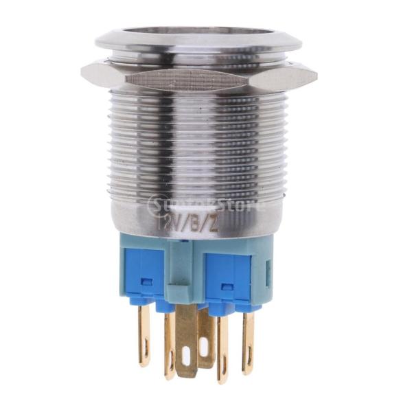 説明:防水性、耐熱性、難燃性耐腐食性と耐久性のある丈夫なステンレス製ボタンタイプ：維持（自動ロック）。スイッチタイプ：1NO 1NC; LED電圧：12V 取付径：22mm 適用：制御キャビネット、車の変更、コントローラ、計装、電気オーディ...