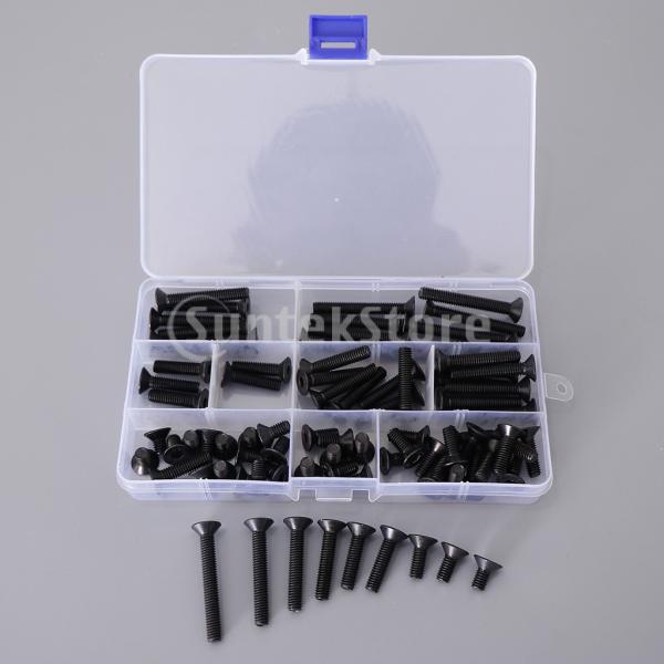 説明: Product：10.9高強度炭素鋼フラットヘッド皿頭六角穴付ボルトセット型式：M3、M4、M5、M6六角穴付ボルト材質：炭素鋼グレード：10.9 カラー：ブラック仕様: M3ネジセット：  20PCS 3 * 30 20PCS 3...