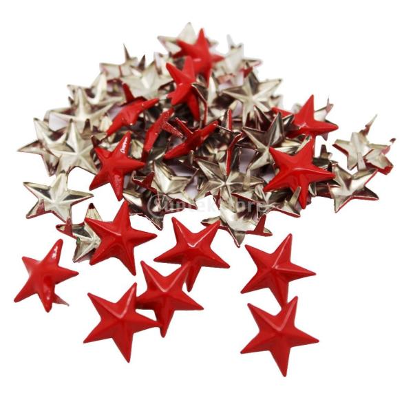 説明:ゴシックパンクスタイルビッグレッドカラースター型リベットスタッドクローリベット衣類.バッグ.人形服.ジーンズ.靴.帽子.革製のブレスレットの装飾またはleathercraftに適しています材質:合金サイズ:約15mm / 0.59イン...