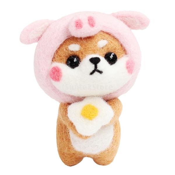 説明:豚の帽子の針が付いているDIYの手作りの動物の犬は道具が付いている動物のキットをフェルトしますニードルフェルト初心者や初心者にも十分簡単家.部屋の装飾.または友達への誕生日プレゼントに最適です.注:この製品は手作業のフェルト素材パッケ...