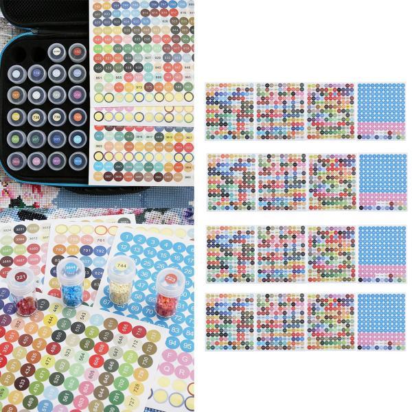 説明:DMC ダイヤモンド塗装ラベル ステッカーダイヤモンド.ドット.ダイヤモンド.ビーズなどの色分類保管に適したデジタルラベルステッカーダイヤモンド描画ツール黒い数字が印刷された白い正方形の粘着ステッカーDMC番号.数字.文字がすべて利用...
