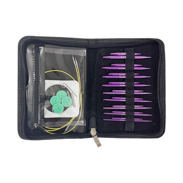 説明:交換可能な丸編み針セットは.滑らかで耐久性のある高品質のアルミニウム素材でできています.針は快適で実用的で.さまざまな編み物や縫製プロジェクトに役立ちます..仕様:素材: アルミニウムサイズチャート:バッグのサイズ: 17cmx12....