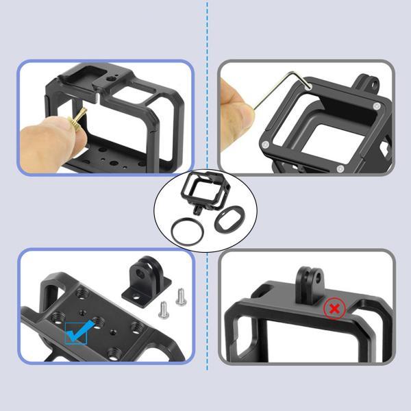 仕様:材質:アルミニウム合金処理:CNC機械加工表面処理:つや消し.サンドブラスト.陽極酸化色:黒重量:100gサイズチャート: 84x81x34mm/3.31x3.19x1.34インチパッケージに含まれるもの:1ピースカメラケージ1ピース...