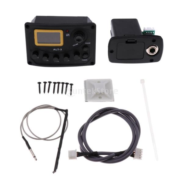 説明: 1アコースティックフォーククラシックギターのためのAlT-3 EQピックアップチューナー+ピエゾピックアップトランスデューサを設定します。 高品質で新しいもの。 アコースティッククラシックギターのパートに適しています。 材質：ABS...