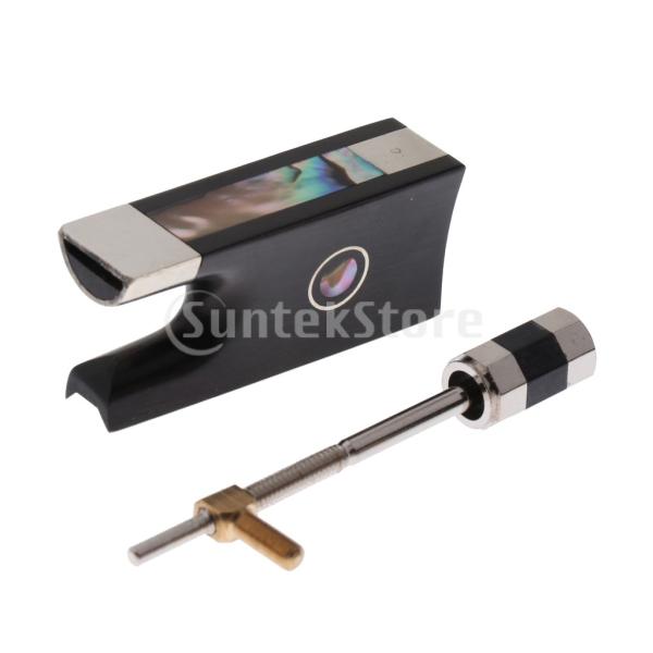 説明:エボニーのバイオリンの弓のカエルバイオリンの弓の部品のアクセサリー。  4/4のバイオリンのために設計されています。 エボニーとニッケルの銀でできています。 美しい目のインレイ、ダブルパールスライド。 あなたの古い、汚れたまたは傷つい...