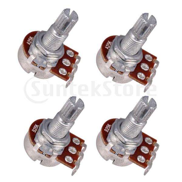 説明:ロングローレットシャフトと分割シャフト.フルサイズ音量とトーンのコントロールの交換やアップグレードに最適です.  A25K /B25KΩミニコントロールポット粗いローレットシャフトはほとんどのコントロールノブにフィット 18mmポテン...