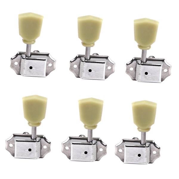 説明:ハイグレードバラードACICまたはハイグレードクラシックの縁起の良いギター(3L + 3R)用の1セットのクロムマシンヘッドこれは完全なセットで.左側と右側の両方のチューナーが付属しています.ブッシングと取り付けネジも付属しています....