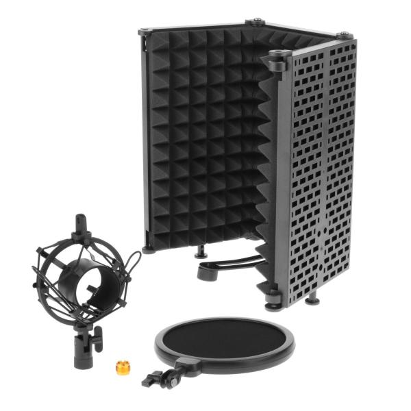 説明:高密度フォームの内側の層により.ノイズの反射を最大限に低減し.録音時の不要な外部オーディオ干渉から保護します.パネルデザイン.角度調整用に折りたため.最適な日射量を提供します.卓上に固定することも.マイクスタンドに取り付けることもでき...