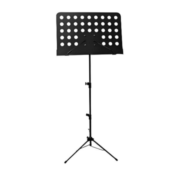 【製品概要】: 演奏や練習の際に楽譜や印刷されたページをしっかりと支える、ブラックカラーの頑丈なフロア型スタンドです。【機能性】: 高さを調節できる垂直ポールと、角度を自在に変えられるチルト式の譜面受けを備えた、使い勝手の良い譜面台です。【...