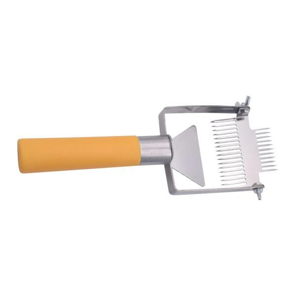 説明:丈夫な養蜂器具のキャップを開けるフォーク.ハンドルは頑丈さと快適さを追求して設計されています.ナイフではキャップを外すことができないハニカムの凹んだ部分のキャップを外すのに最適です.ダニをチェックするためにドローンの幼虫を引き抜くのに...