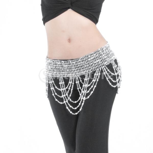 説明:材質：プラスチック、ビーズウエスト：70-120cm / 27.6-47.2in、ベルト幅：7cm / 2.8in、タッセルの長さ：16cm / 6.3in メタルビーズタッセルベリーダンスウエストチェーンベルト、スパンコールヒップチ...