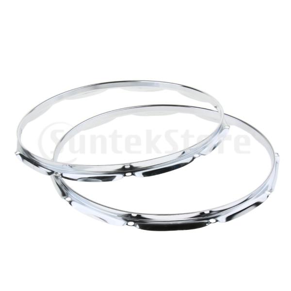 説明: 2個スネアドラムフープリングリムパーカッション楽器部品。 丈夫で頑丈な鉄製。 スネアドラムダイキャストフープ。 インストールと使用が簡単 14インチスネアドラムに適しています。 ドラムセットキットの打楽器の交換部品。 サイズチャート...