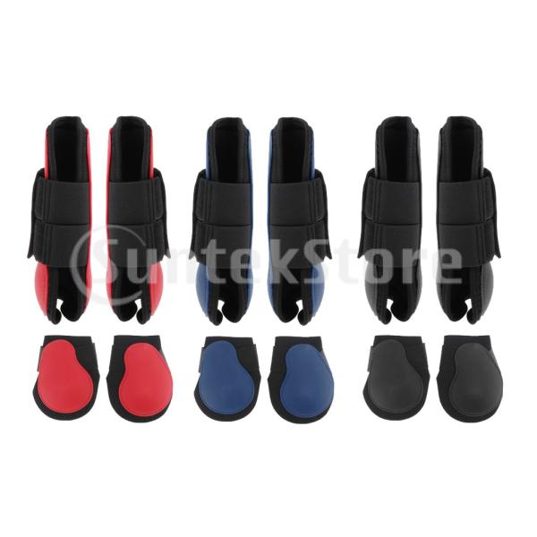 外部ソースからの衝撃を軽減するために設計されたPU。高い弾性と馬の足への衝撃の軽減。フロント、後ろ足のブーツは、あらゆる範囲の保護と快適な感覚を提供します。調整可能なサイズのストラップにより、馬の脚に快適にフィットします。馬術パフォーマンス...