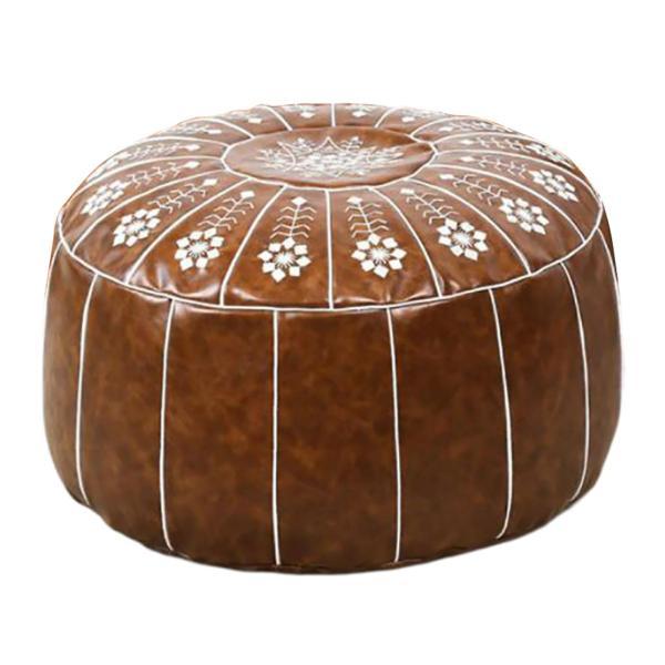 説明:PUレザー製-柔らかい革で作られた手作りのモロッコカバープーフで.上部に絶妙な刺〓が施されています. 21 "詰め物のない丸いオットマンレザープーフ-耐久性が高く快適なエクストラシート-長持ちするように作られています.時々のクリーニン...