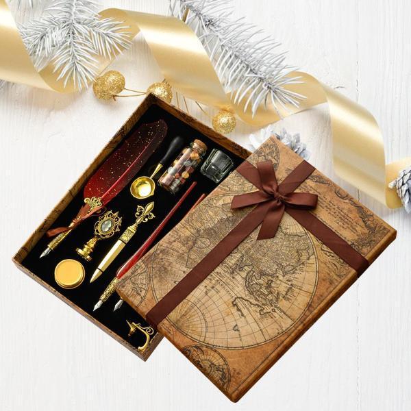 仕様:材質:金属サイズチャート:フェザーペン:長さ:21cm / 8.27inchストレートつけペン:長さ:17cm / 6.69inchインクボトル:2.4x5.9cm / 0.94x2.32inchレターオープナー:21.5x13.5c...