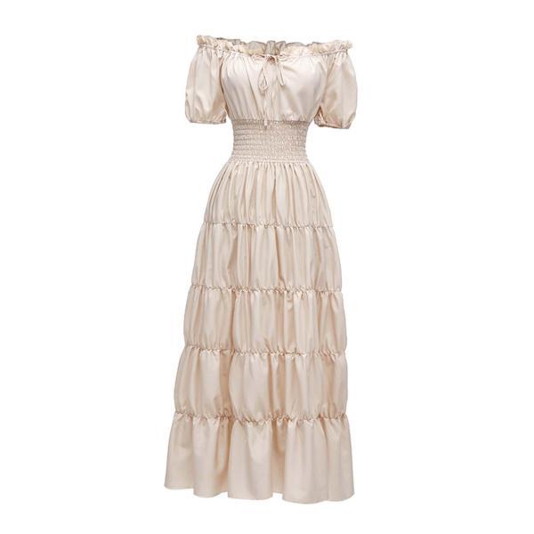 説明:[中世シュミーズ特徴]ペザントドレスは伸縮性のある柔らかいネックラインを持ち.肩に掛けたり外したりして着用でき.より美しい首のラインを見せます.伸縮性のある/ハイ/スモックウエストとベルスリーブが体にぴったりとフィットし.フルレングス...