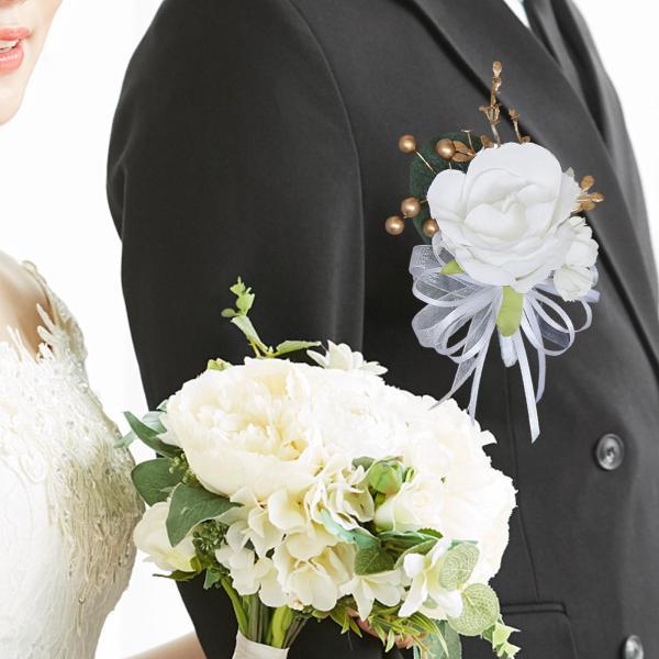 説明:[多用途]: このウェディングブートニエールは.結婚式の新郎と花婿付添人.また会議でのスーツに最適なアクセサリーです.[素材]: サテンシルクフラワーで作られたこのブートニエールは.どんな服装にも豪華でエレガントなタッチを与えます.注...