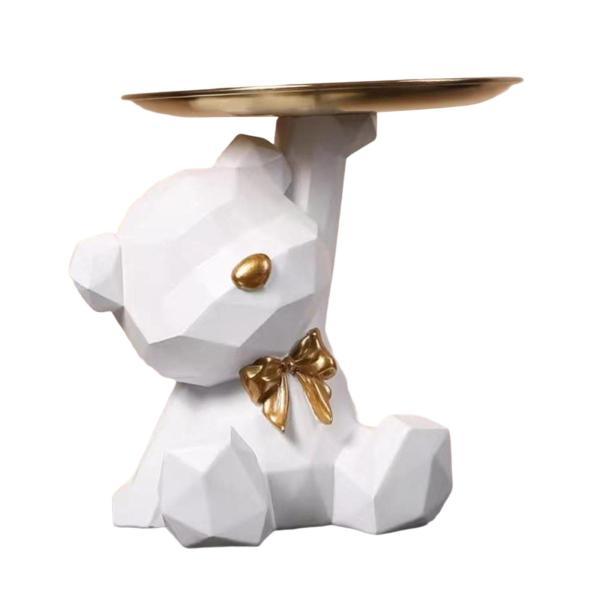 仕様:材質: 樹脂サイズチャート:20cmx18cmx15cm/7.87インチx7.09インチx5.91インチパッケージに含まれるもの:クマの置物収納トレイ1個...