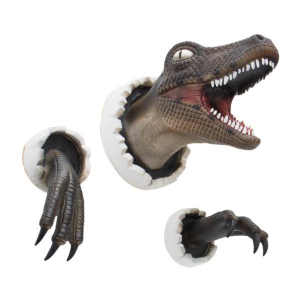 説明:[商品リスト]:恐竜の頭飾り1個.爪飾り2個[素材]: 3D恐竜壁掛け彫刻はラテックスフォーム素材で作られており.軽量で耐摩耗性があり.長期間使用できます. [形状]: 壁掛け恐竜の置物は.ヴェロキラプトルの形状とひび割れた壁の効果を...
