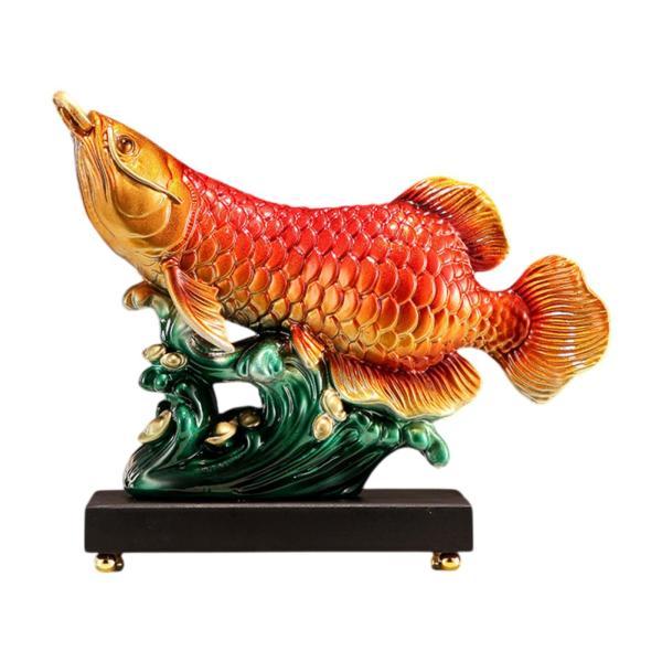 説明:[繊細なスタイリング]: 繊細でクリエイティブなモダンアートの装飾品.クリアな質感.エレガントなライン.細かい細工を備えたアロワナの魚の像は.素晴らしい中国風の風水装飾です[プレミアム]素材]:装飾フィギュアは高級樹脂素材で作られてお...