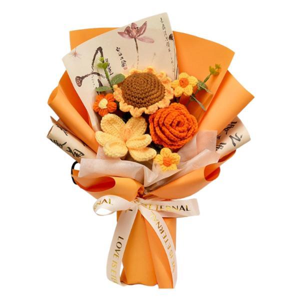 説明:[編み花]:手作りのかぎ針編みのフラワーブーケは.枯れたり落ちたりすることがなく.お手入れも簡単です.プリザーブドフラワーは永遠の祝福を表しています. [プレミアム素材]: ニットフラワーは高級糸で編まれており.柔らかく手触りが良く....