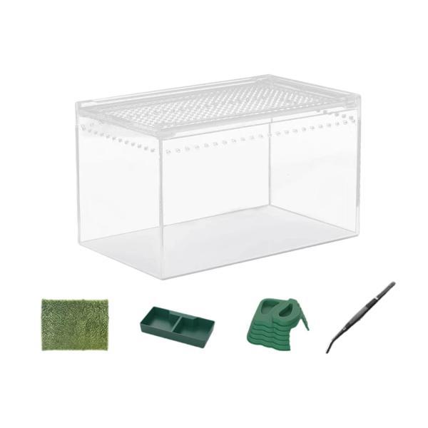 説明: [爬虫類飼育箱]: 爬虫類給餌箱には複数の通気孔があり.食べ物の残留物を簡単に掃除できます. [高透明素材]: 爬虫類飼育箱はPCで作られており.この囲いはペットを最適に観察するための優れた視認性を提供します. [動物の生息地ケージ...