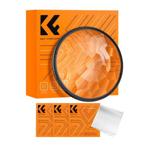 K＆F Concept 万華鏡フィルターは、光を屈折させることで万華鏡のような視覚効果を生み出すフィルターです。ポートレート、植物、夜景など様々な撮影シーンをクリエイティブで幻想的なアート作品に仕上げます。フィルター枠の金属には酸化処理とサ...