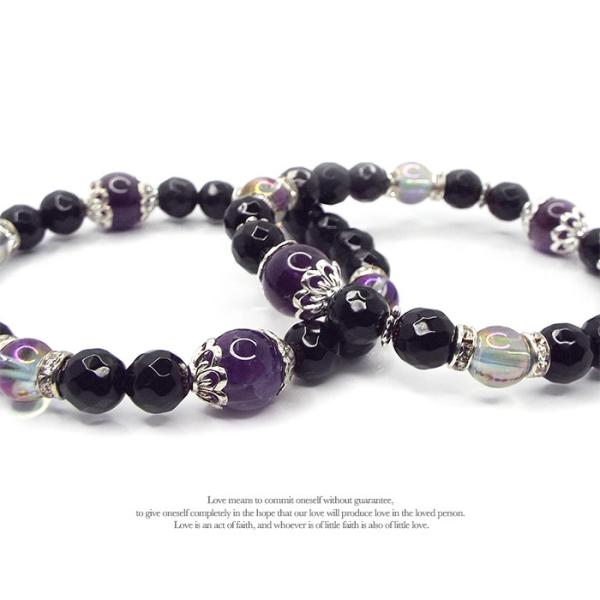 【2000円以上ご購入でネコポス送料・無料キャンペーン中】人気のメンズ寄りユニセックスなデザインだからペアブレスレットとしておススメ☆2人で達成したい目標がある2人の夢があるそんな2人にオススメのパワーストーンペアブレスレット♪ペアブレスレ...