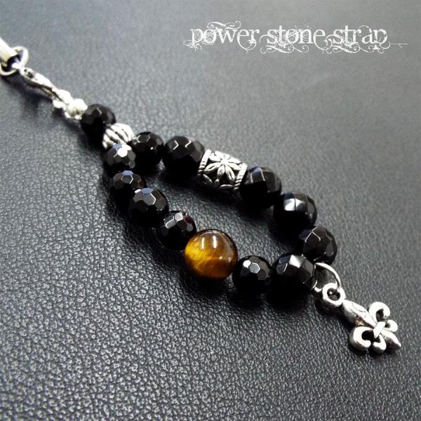 【2000円以上ご購入でネコポス送料・無料キャンペーン中】記念日 贈り物 プレゼント ギフト おしゃれ☆男をキメるメンズ・ストラップ登場☆カバンやケータイ・スマホに付けて忍耐力をＵＰ！！！オニキスとタイガーアイの組み合わせは自制心や忍耐力を...