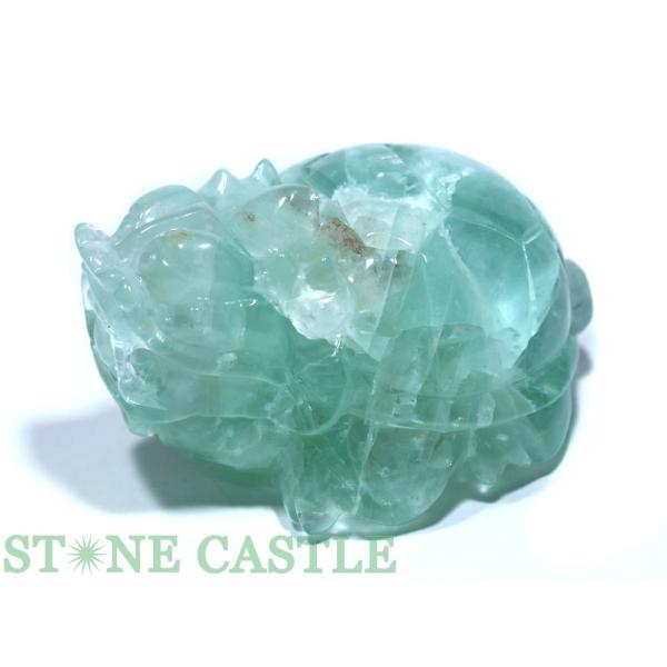 置物一点物 天然石 彫刻置物 龍亀(ろんぐい) フローライト (EX) No.57 パワーストーン