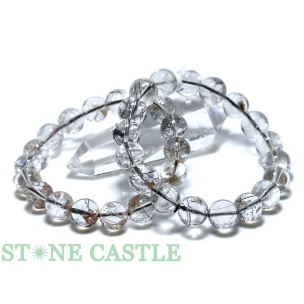 高品質 天然石 ブレスレット ブラックルチルクォーツ (ガーデン入り) (約11〜11.5mm) パワーストーン