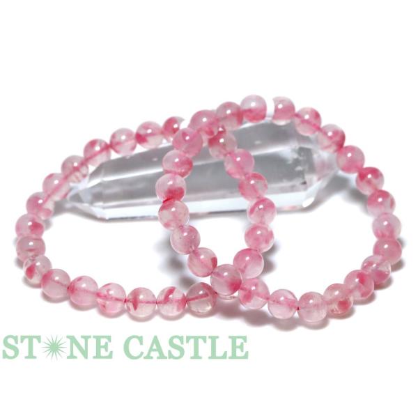 石流通センター 高品質 天然石 ブレスレット 桜ピンクロードナイト (3A) (マダガスカル産) (約7〜7.5mm) パワーストーン