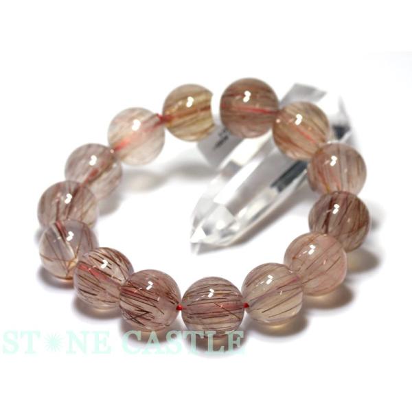 石流通センター 高品質 天然石 ブレスレット レッドルチルインムーンクォーツ (3A) (約16〜16.5mm) パワーストーン