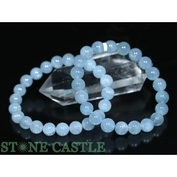 石流通センター 高品質 天然石 ブレスレット アクアマリン(3A) (約9〜9.5mm) パワーストーン
