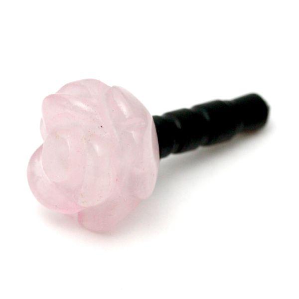イヤフォン ジャック ジャックアクセサリー 薔薇 ローズクォーツ 天然石 パワーストーン