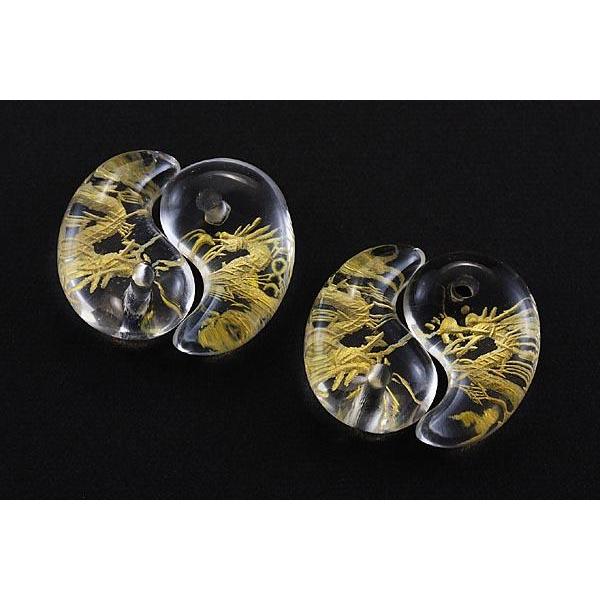 勾玉 置き石 勾玉 S 龍彫り 水晶 (金) 天然石 パワーストーン