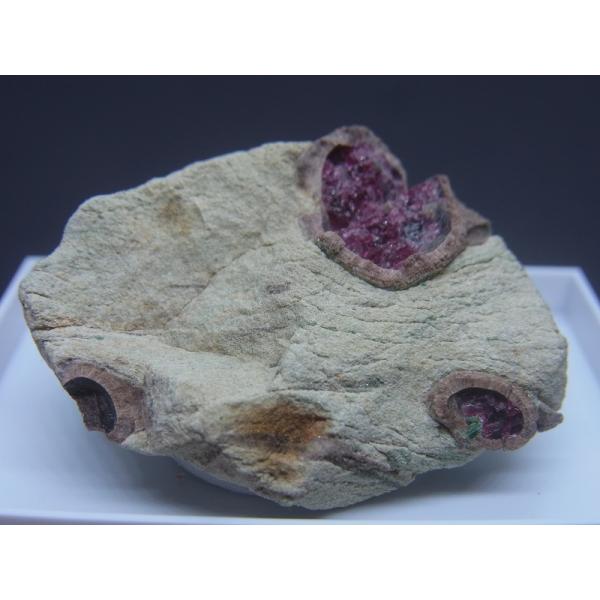 クロム透輝石中の苦礬柘榴石（パイロープガーネット）Pyrope GarnetLOC. Wanzenau Gars am Kamp Horn District Austriaサイズ：約4.0×3.1×2.2ｃｍ緑色の部分はクロムダイオプサイド...