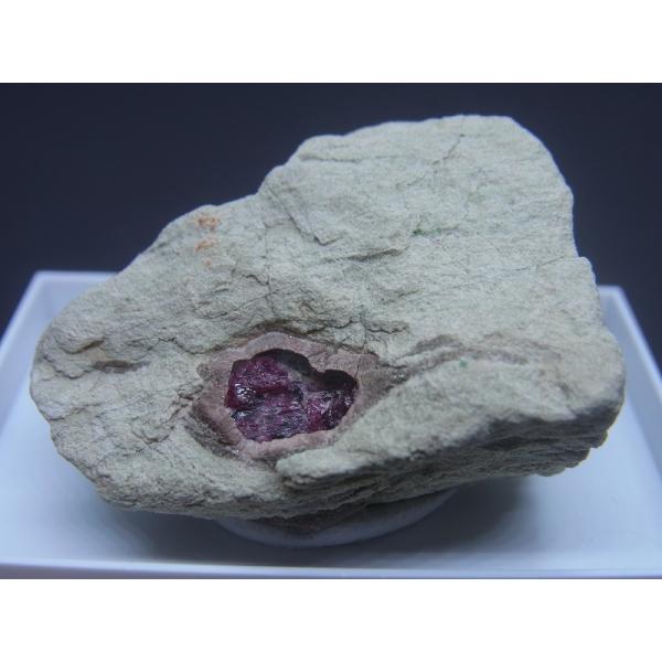 クロム透輝石中の苦礬柘榴石（パイロープガーネット）Pyrope GarnetLOC. Wanzenau Gars am Kamp Horn District Austriaサイズ：約3.9×3.2×2.4ｃｍ緑色の部分はクロムダイオプサイド...