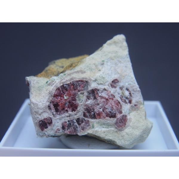 クロム透輝石中の苦礬柘榴石（パイロープガーネット）Pyrope GarnetLOC. Wanzenau Gars am Kamp Horn District Austriaサイズ：約2.7×2.5×2.4ｃｍ緑色の部分はクロムダイオプサイド...