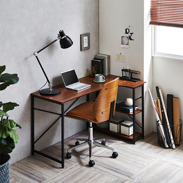 Wi-Fiルーターなど収納可能な棚付きL型デスクです。