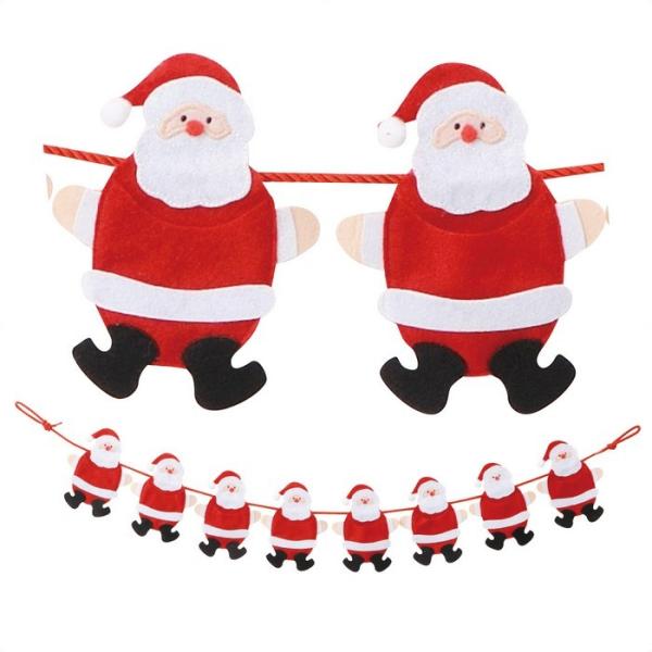 かわいいフェルトキャラクターのガーランドです。 サンタもスノーマンもお腹部分がポケットになっているので、お菓子などを入れることができます。クリスマスツリーに吊るしたり、壁に掛けたり、商品棚やワゴンに取り付けたり。●サイズ／D0.2×H16....