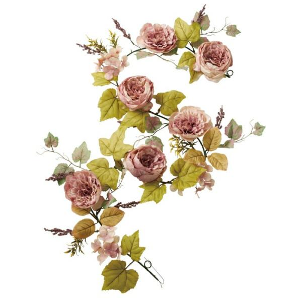 秋らしい落ち着いた色の造花ガーランド。壁やレジカウンターに吊るしたり、テーブルに置いたり、陳列棚やワゴンや看板に巻いたりして秋らしいディスプレイに。●サイズ／L140cm花径：8〜10cm●素材／ポリエステル・ポリエチレン●特記事項／両端取...