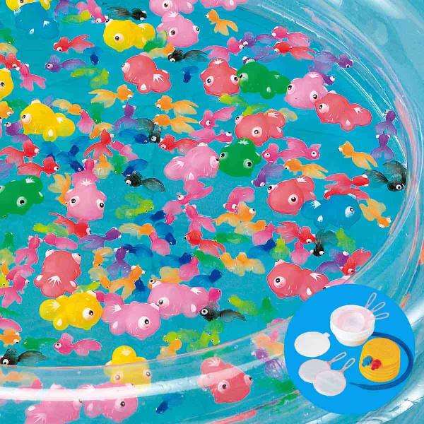 定番のスーパーボールのほか、かわいいアヒルや人気の金魚も！●セット内容／スイスイきんぎょ×320個 ワンタッチ枠×20個 替え紙×200枚 おわん×10個 プール(直径80cm)・フットポンプ×各1個●特記事項／※対象年齢6歳以上セット内容...