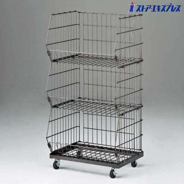 大量陳列が可能なジャンブルバスケット！※商品特性上キズが付きやすく、サビが生じる場合があります。あらかじめご了承ください。●素材／スチール製 クリア塗装●サイズ／幅58.8×奥行46.3×高さ117.7cm カゴ：高さ(前11.4・後35....