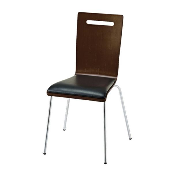 曲げ木チェアに座パッドを付けて座り心地アップ！4台までスタッキングできます。●サイズ／幅52×奥行50.5×高さ87(座高46)cm 座面：幅(手前38.5・奥29)×奥行39cm●素材／背・座：成型合板 脚部：スチール製 クロームメッキ ...