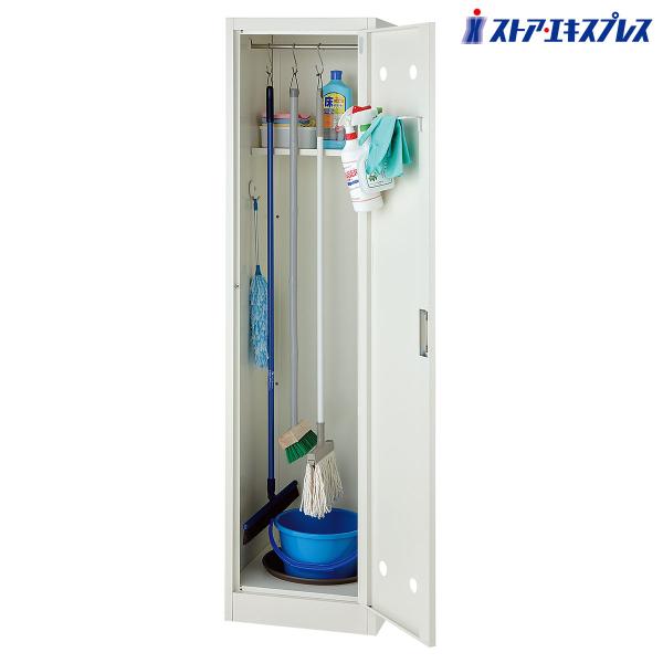 組立式のローコストタイプ掃除用具入れ。 スチール製で頑丈なので掃除道具一式を収納できます。学校、病院、オフィスなどで使える定番掃除用具入れです。●素材／スチール製 粉体塗装●サイズ／幅45.5×奥行51.5×高さ179cm●重量／26kg●...