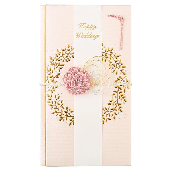 【商品説明】　・【カラー】ピンク 【サイズ】105×185mm・【セット内容】「Happy Wedding」・「壽」の短冊2枚、外包、中袋(無地)1枚・教会での結婚式にぴったりな洋風金封です。・水引にワンポイントでラインストーンをあしらい、...