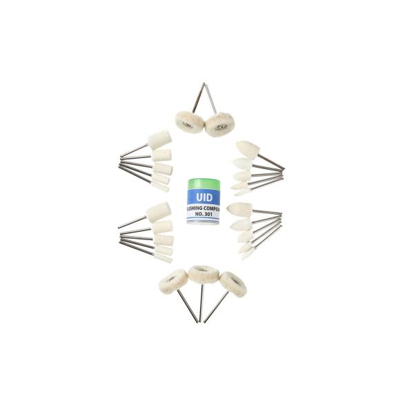 【商品説明】　・【セット内容】円筒型 4mm× 2個 6mm×２個 8mm× 2個 10mm× 2個 12mm×２個・バフ形状: 円筒型 砲弾型 ディスク型 材質: 純毛(フェルト) 研磨剤主成分: CrO(酸化クロム)・ポッリシングコンパ...