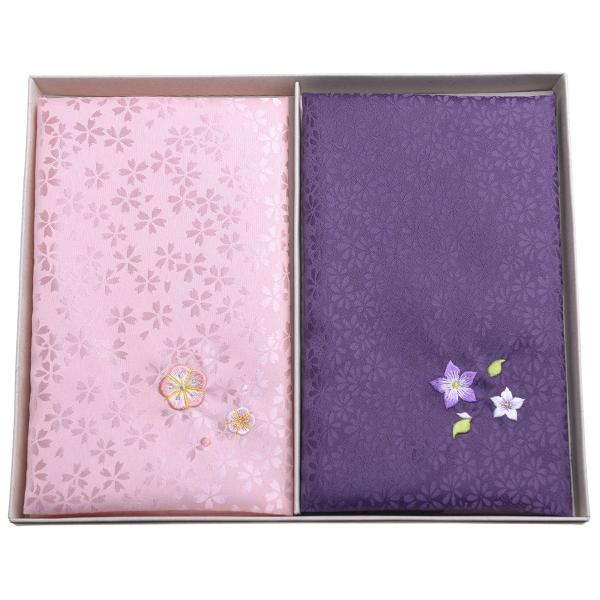 【商品説明】　・【サイズ】ふくさ：横約12cm、縦約20cm　×２枚　箱：26cm 21.5cm 2cm・【生産国】日本製　Made in Japan 国産・【素材】ポリエステル100％・発色のよい小花柄の美しい綸子に、慶事用ピンクには梅、...