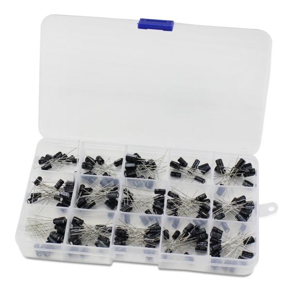 【商品説明】　・0.1uF?220uFの電解コンデンサ・15タイプ200個10V、16V、25V、50V・15個の電解コンデンサをキットにまとめました・コンデンサはすべて値でマークされており、必要なものを簡単に見つけることができます。・簡単...
